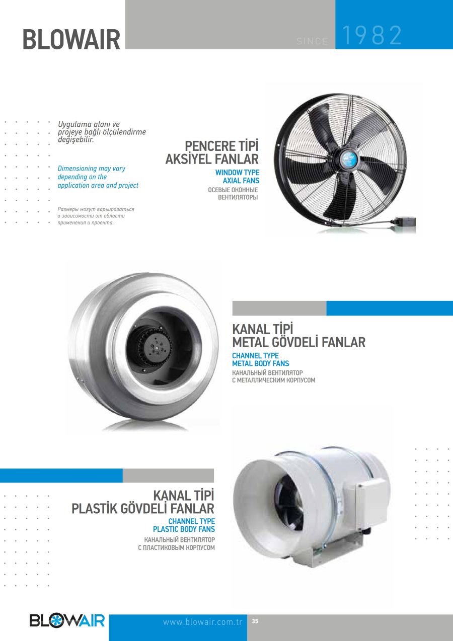 PENCERE TİPİ AKSİYEL FANLAR, KANAL TİPİ METAL GÖVDELİ FANLAR ve KANAL ...